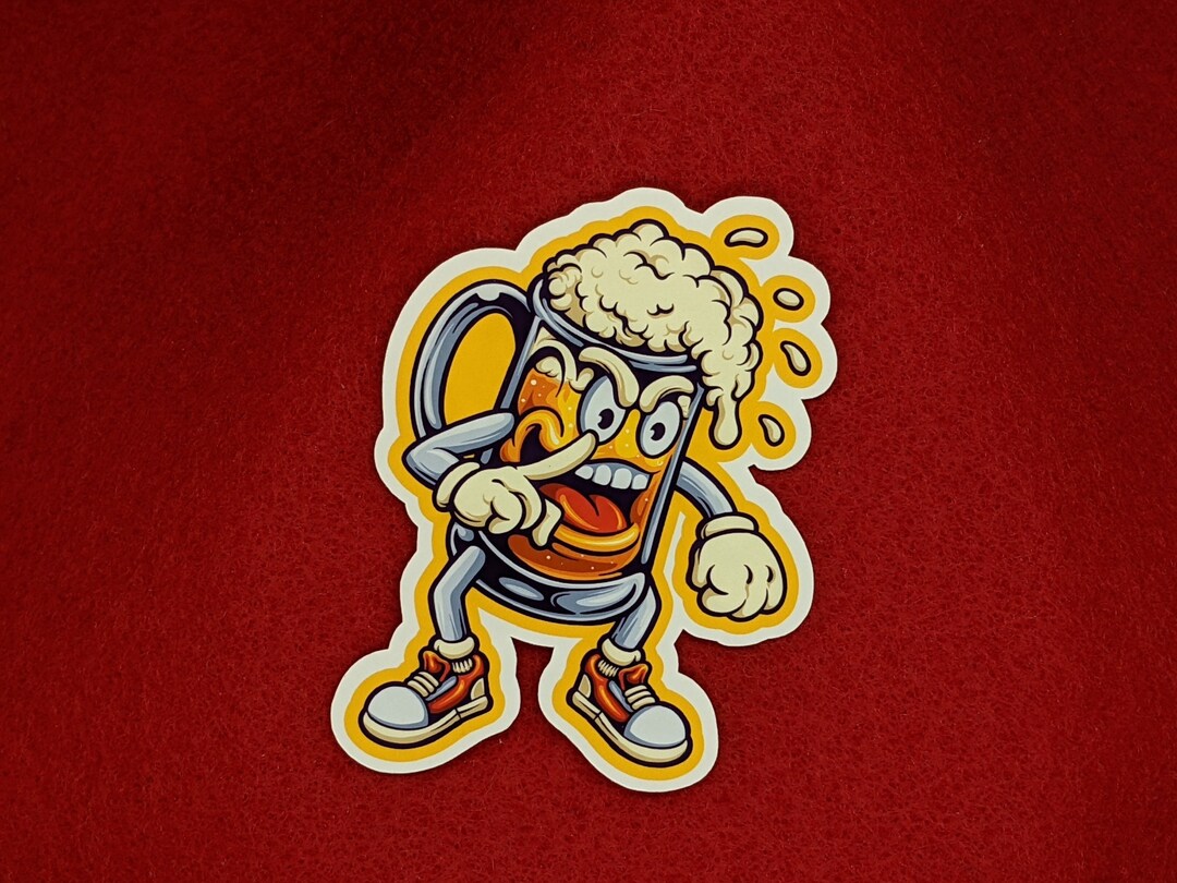 Funny Angry Beer Mug Sticker, Beer Stickers, Drinking Stickers, Funny ...
