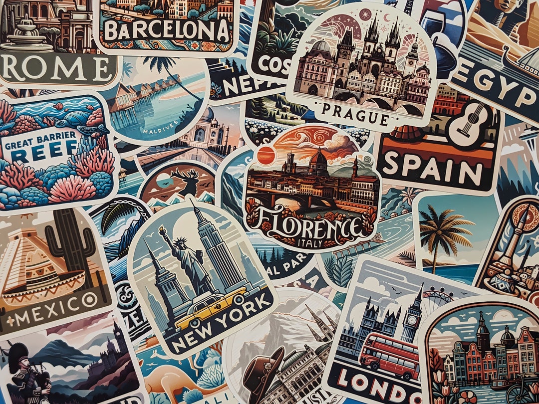 Travel Destination Sticker Pack 30 Travel Suitcase Luggage - Etsy Canada