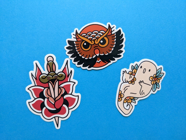 Tattoo Flash Sticker Pack 20 Tattoo Stickers Traditional - Etsy