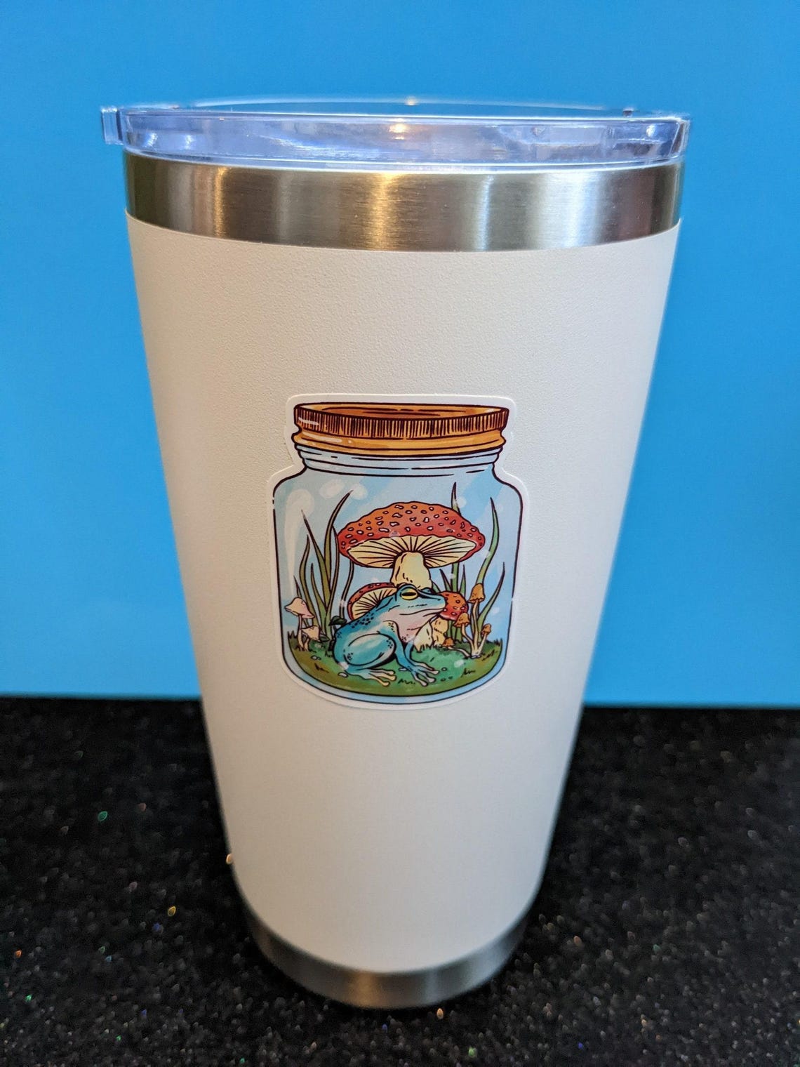 Cute Frog Sticker / Frog in a Jar - Vinyl Frog Lover Decal for Laptops ...