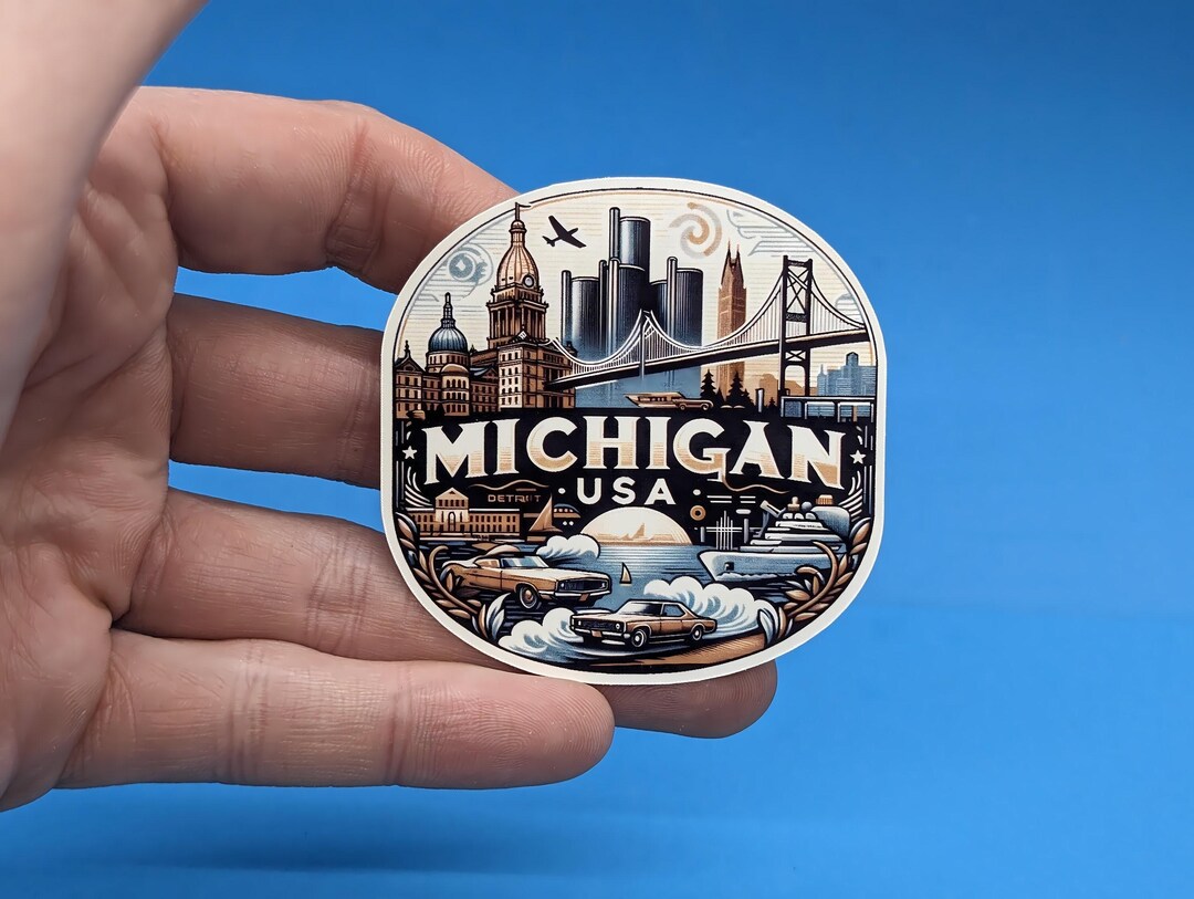Michigan Travel Sticker // US State Decal for Suitcase, Laptop, Car or ...