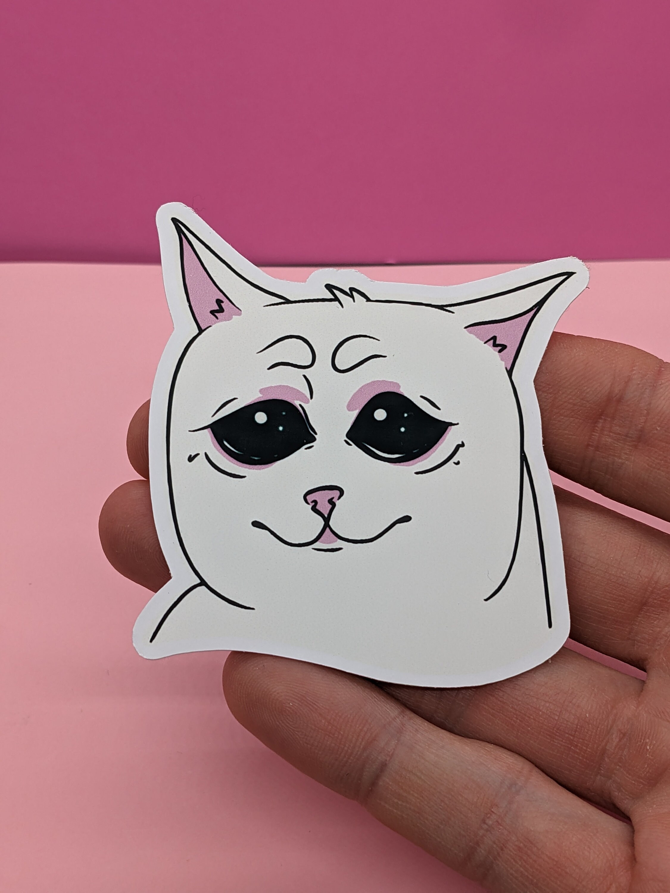 Sad White Cat Sticker Cute Sticker Feline Sticker Laptop - Etsy