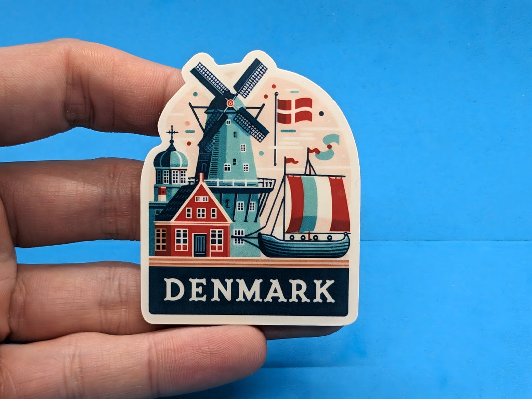 Denmark Travel Sticker // Danish Decal for Suitcase, Laptop, Car or ...