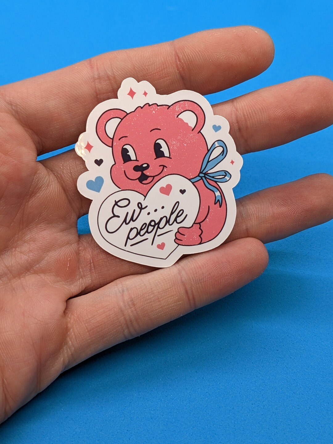 Lovable Loners: Cute Bear 'ew People' Sticker, Introvert Sticker, Cute ...