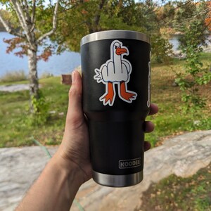 Middle Finger Steve Sticker - Funny Seagull Sticker, Vinyl Sticker ...