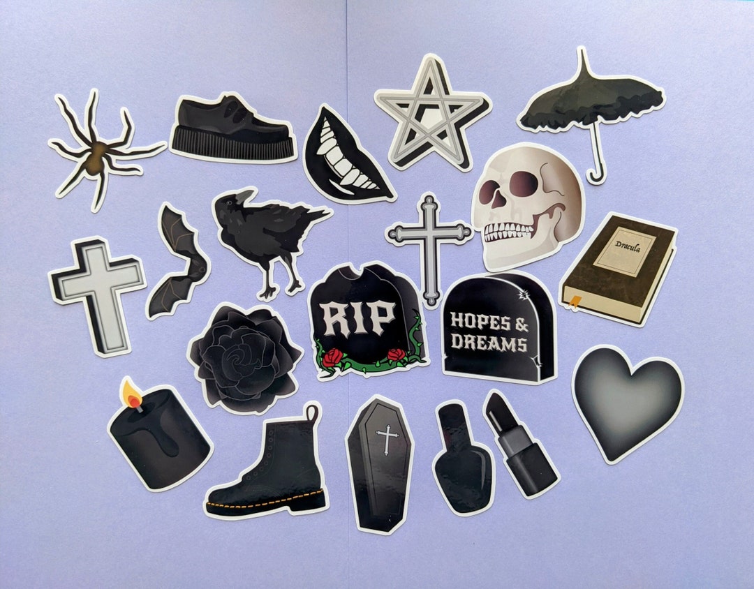 Goth Aesthetic Sticker Pack - 20 Goth Stickers - Laptop Stickers, Water ...