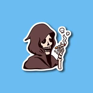 Grim Reaper Smoking Sticker Grim Reaper Stickers, Halloween Stickers ...