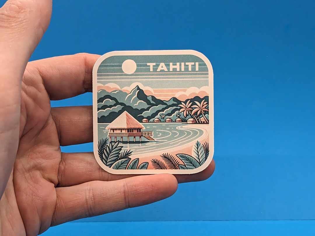 Tahiti Travel Sticker // French Polynesia Decal for Suitcase, Laptop ...