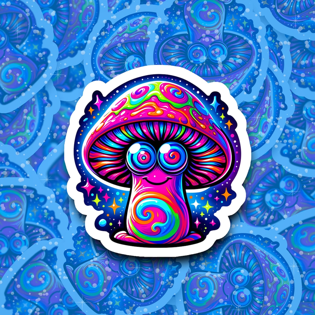 Psychedelic Trippy Mushroom Sticker // Animated Fungi Decal - Etsy