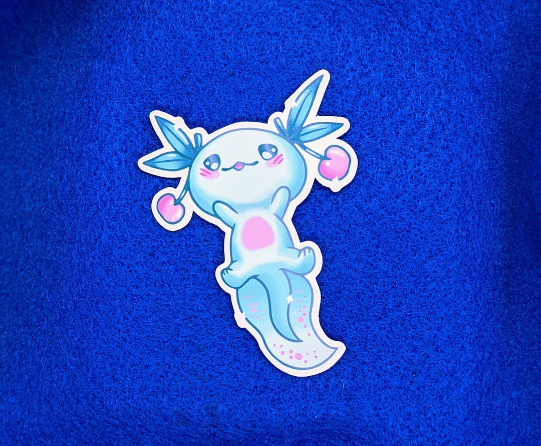Cute Kawaii Blue Axolotl Sticker for Laptops, Phones, Water Bottles ...
