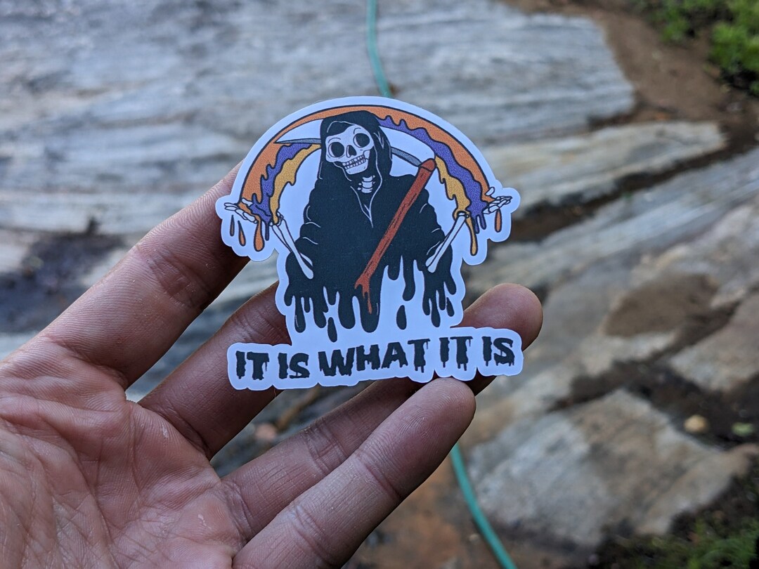 Ethereal Grim Reaper Sticker With Rainbow Drip - Gothic It is What It ...