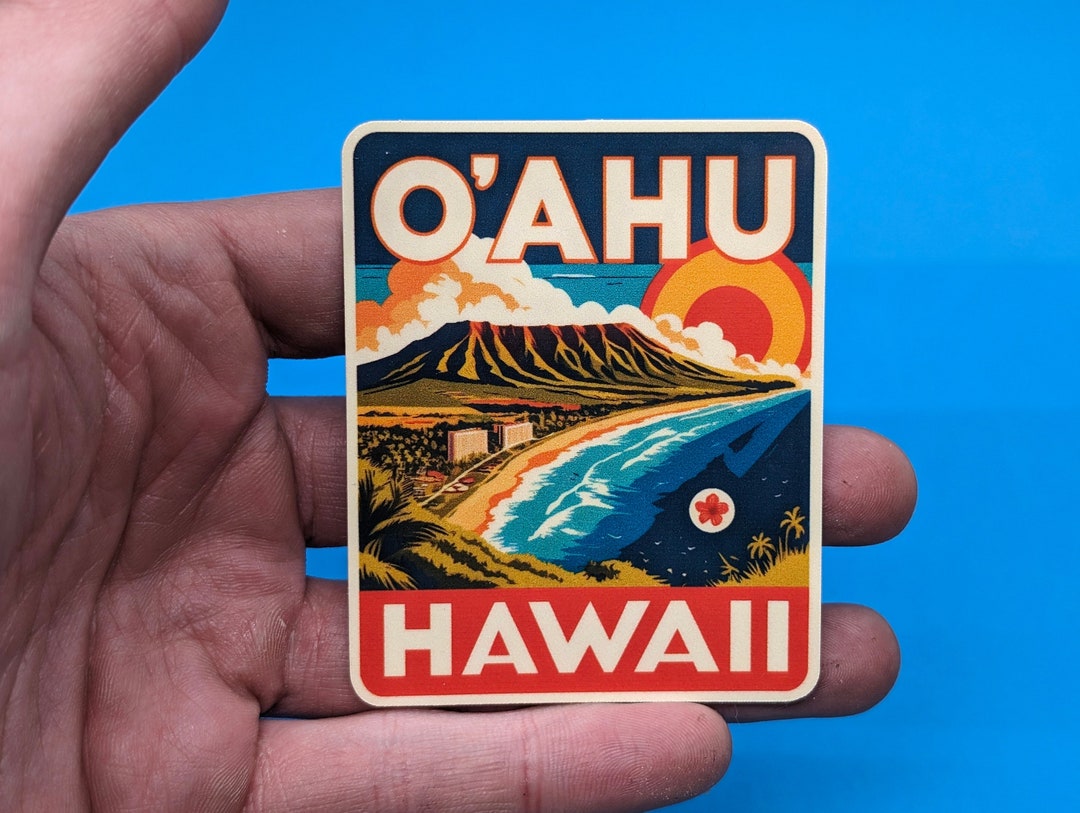 O‘ahu Travel Sticker // Hawaii Decal for Suitcase, Laptop, Car or Water ...