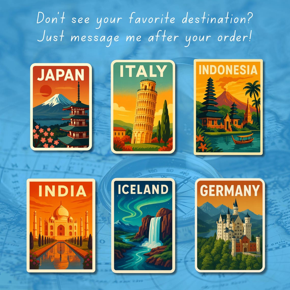 World Travel Stickers Pack – 35+ Travel Destination / Landmark Decals ...