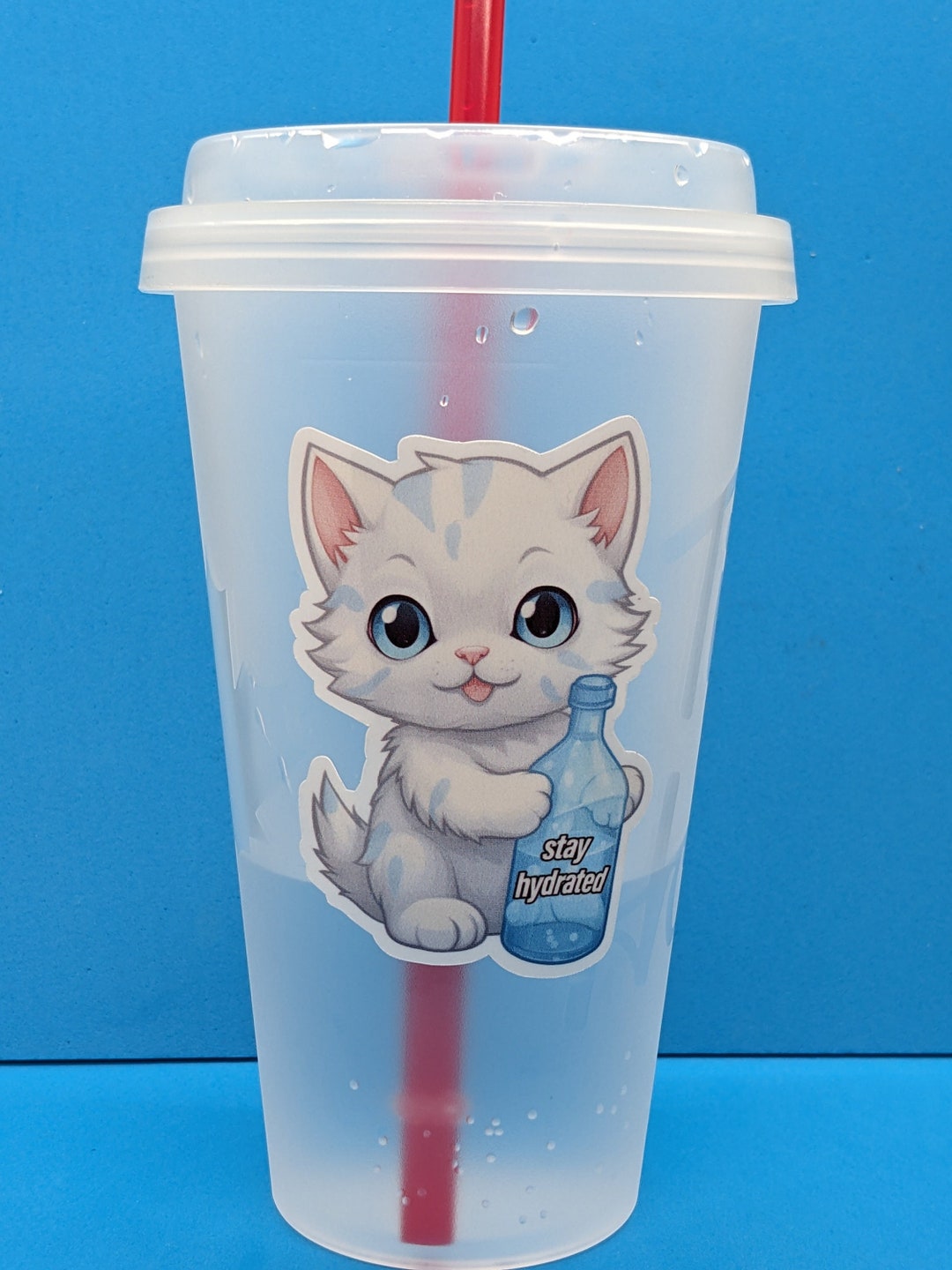 Stay Hydrated Cat Sticker Cute Hydration Reminder Sticker for Kindles ...