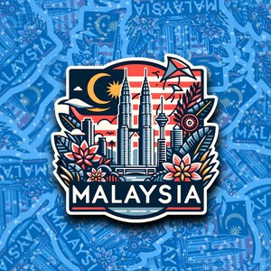 Malaysia Travel Sticker // Decal for Suitcase, Laptop, Car or Water ...