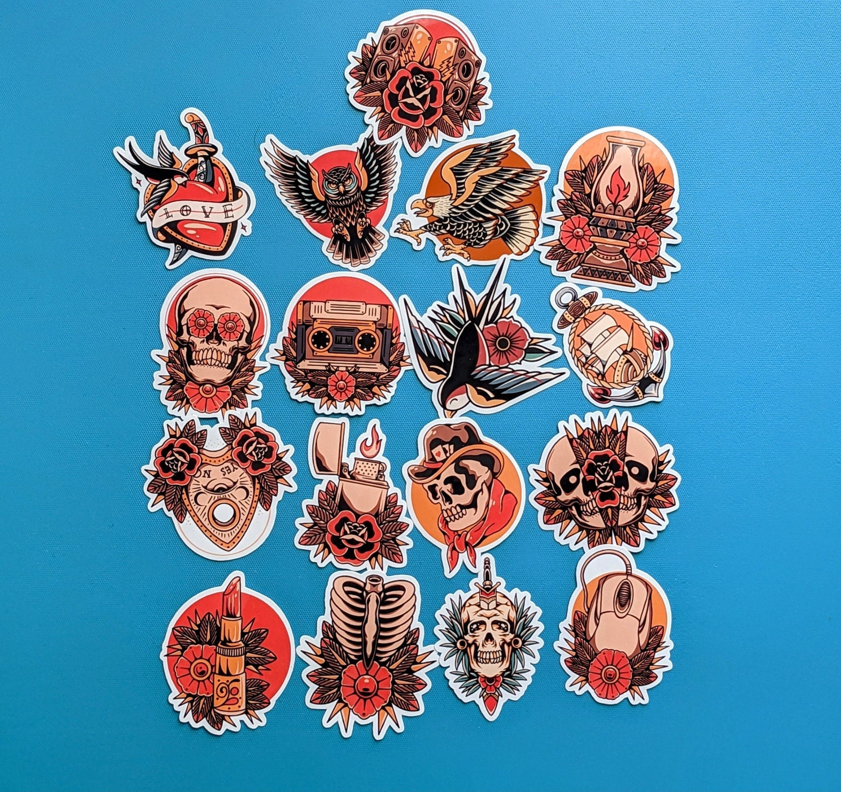 Old School Tattoo Sticker Pack 17 Aesthetic Tattoo Stickers - Etsy