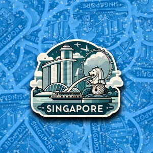 Singapore Travel Sticker // Decal for Suitcase, Laptop, Car or Water ...