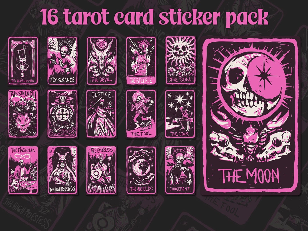 Tarot Vision Sticker Set - Set of 16 Tarot Card Stickers - Vinyl Decals ...