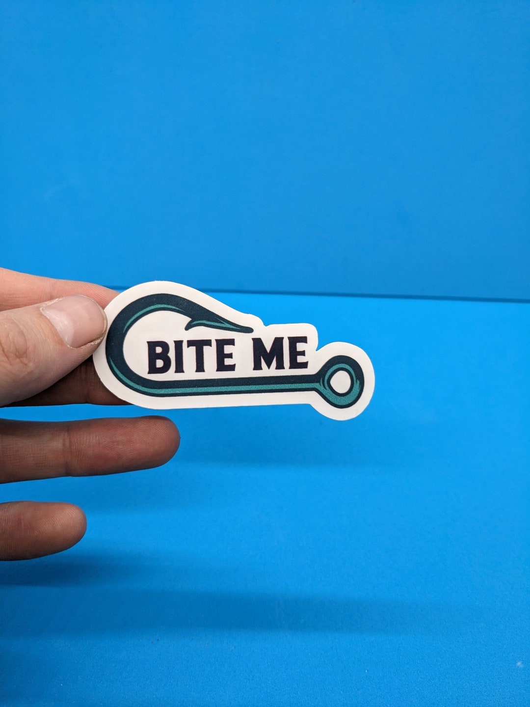 Bite Me Funny Fishing Vinyl Sticker for Water Bottles, Phones, Laptops ...