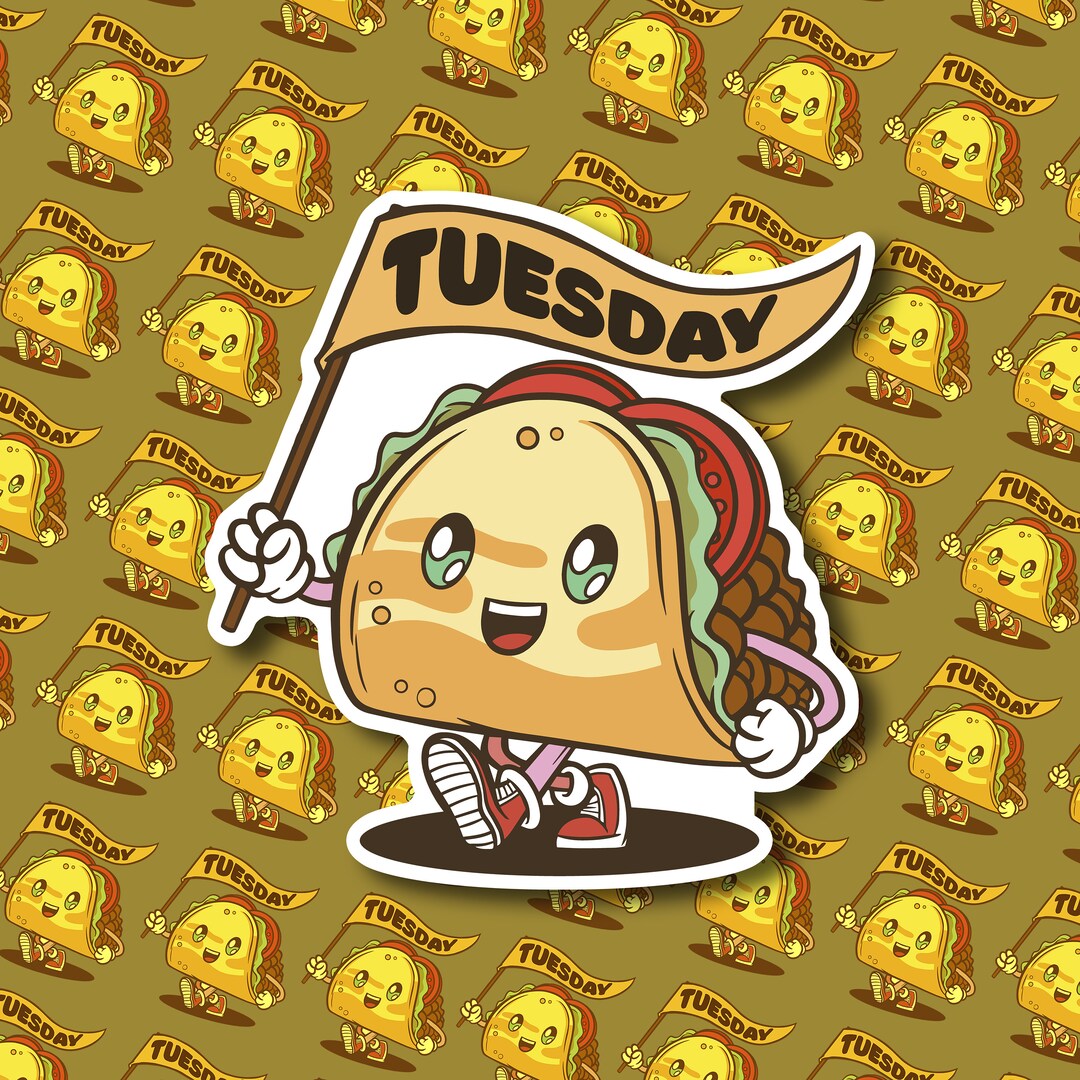 Taco Tuesday Sticker, Vinyl Sticker, Taco Sticker, Laptop Sticker ...