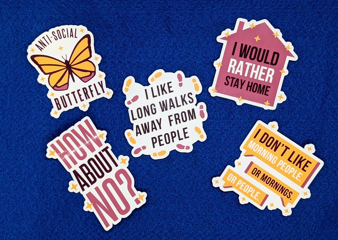 Introvert Sticker Pack |5 Stickers | Anti-social Stickers, Homebody ...