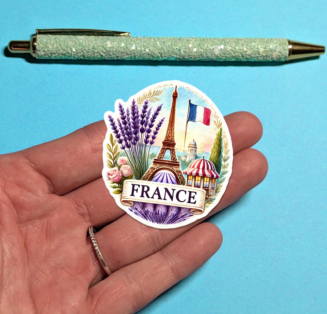 France Travel Sticker - Watercolor Suitcase Sticker for Luggage ...