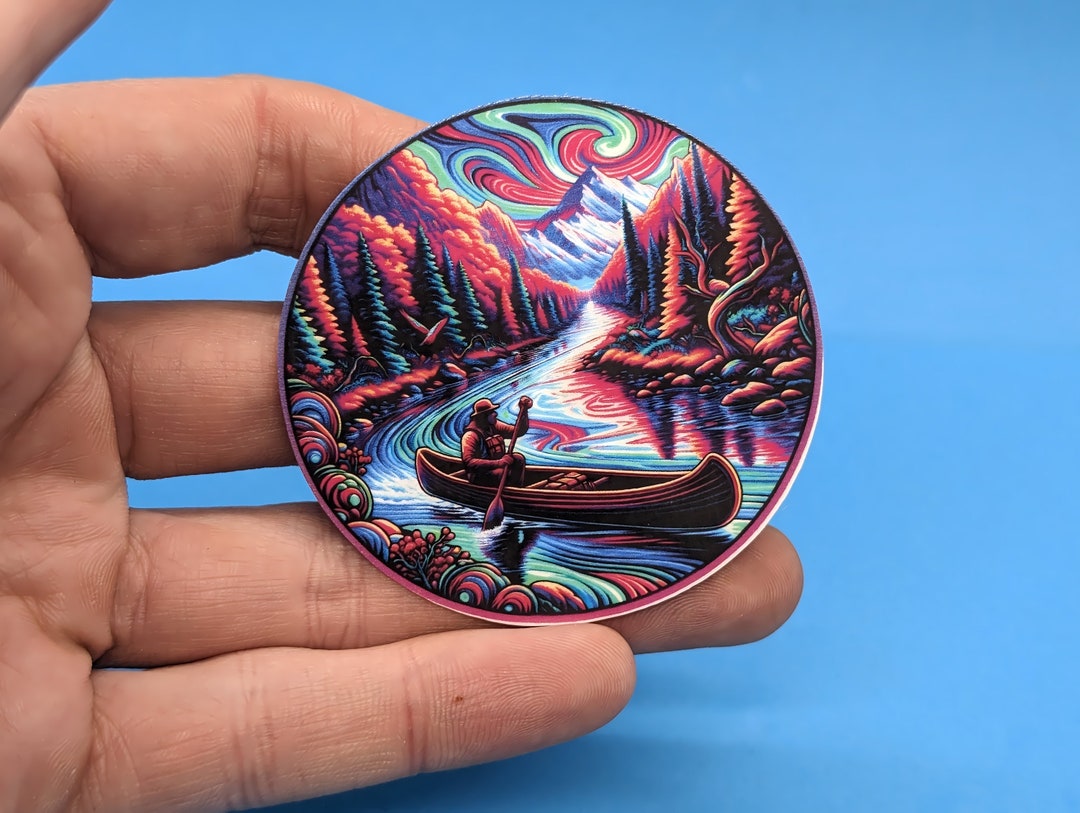 Psychedelic Canoe Sticker Outdoor Travel Portage Decal for Laptops ...