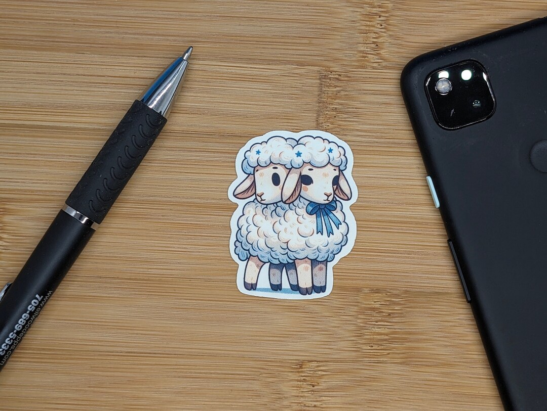 Two-headed Lamb Sticker, Cute Animal Sticker for Laptop, Water Bottle ...