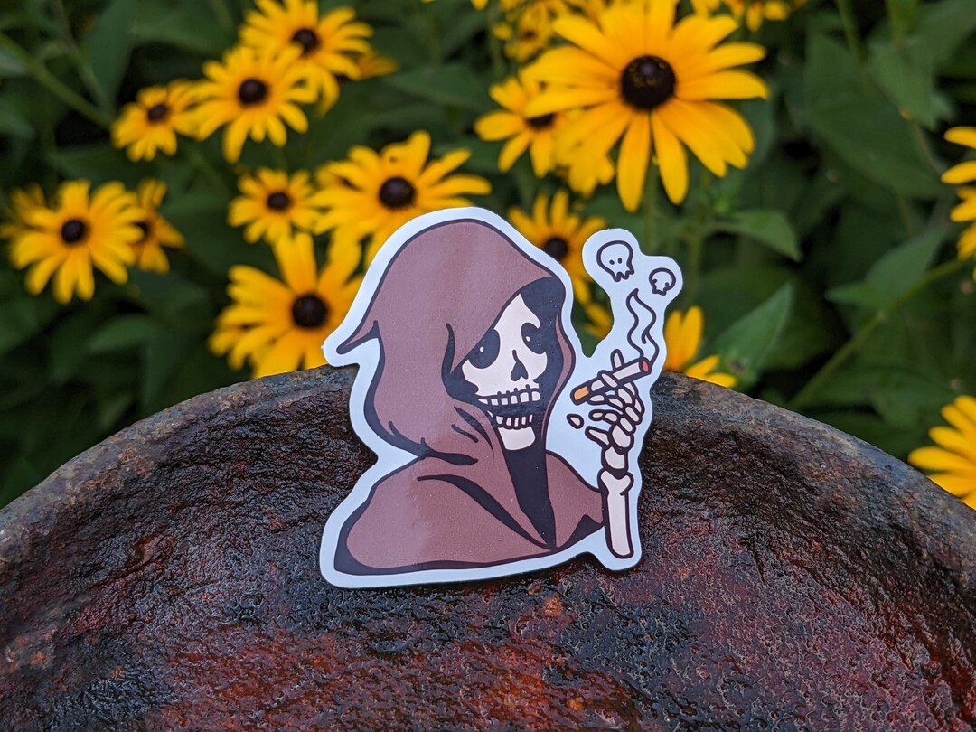 Grim Reaper Smoking Sticker Grim Reaper Stickers, Halloween Stickers ...