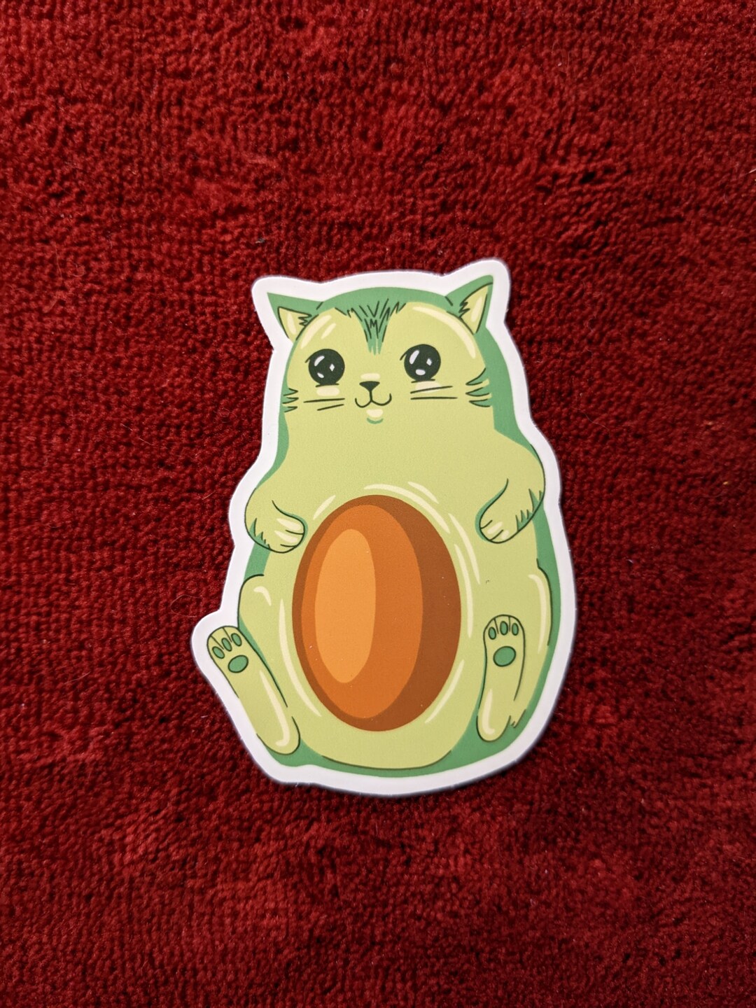 Cute Avocado Cat Sticker, Cute Cat Sticker, Cat Sticker, Avocado ...