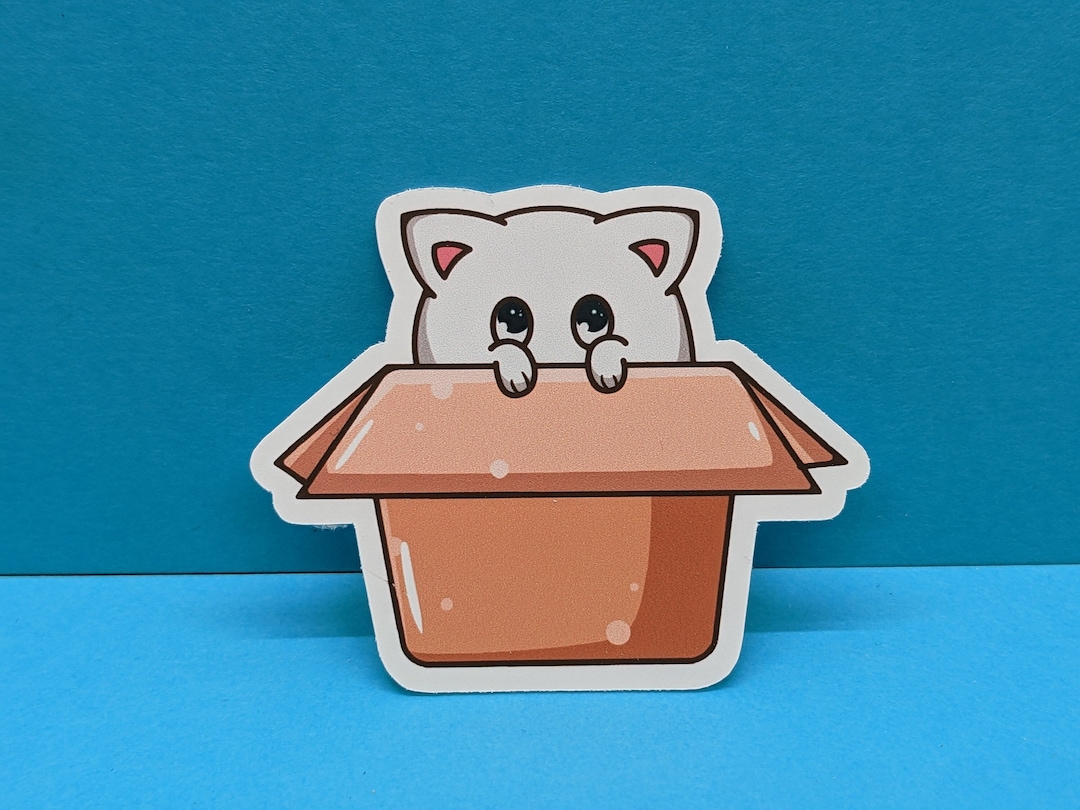 Shy Cat Sticker Cute Sticker, Animal Sticker, Shy Sticker, Kitten ...