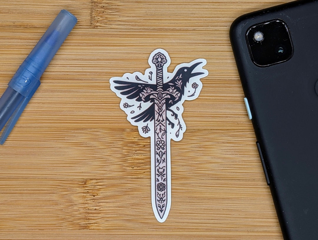 The Raven Sword - Fantasy Sticker - Waterproof Vinyl Sword Decal ...