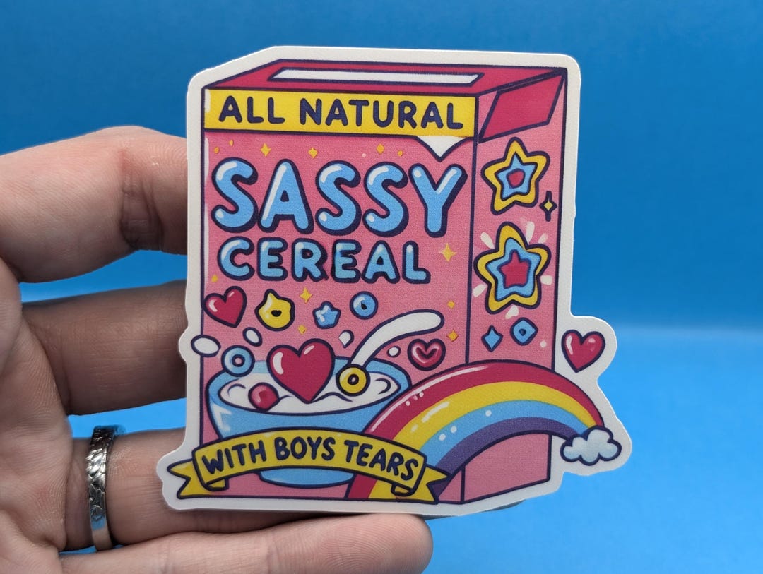 Sassy Cereal Sticker | Funny Vinyl Decal for Laptops, Water Bottles ...