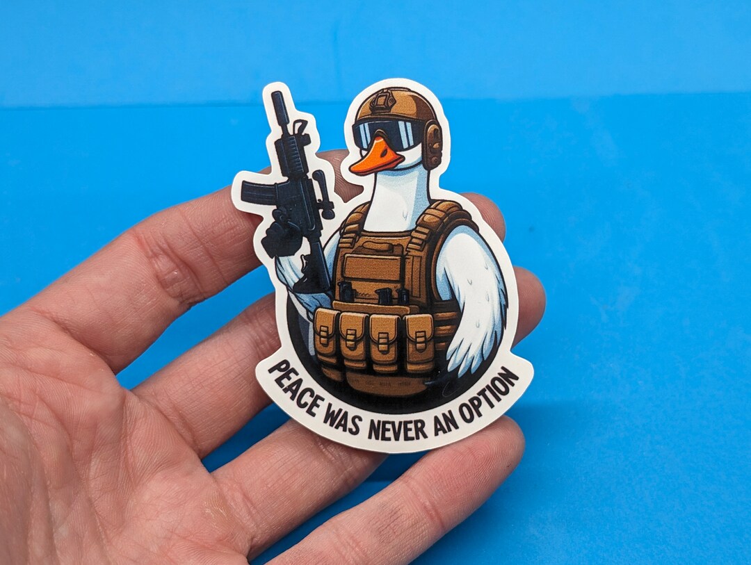 Tactical Goose Sticker - Peace, Never an Option | Military Goose Decal ...
