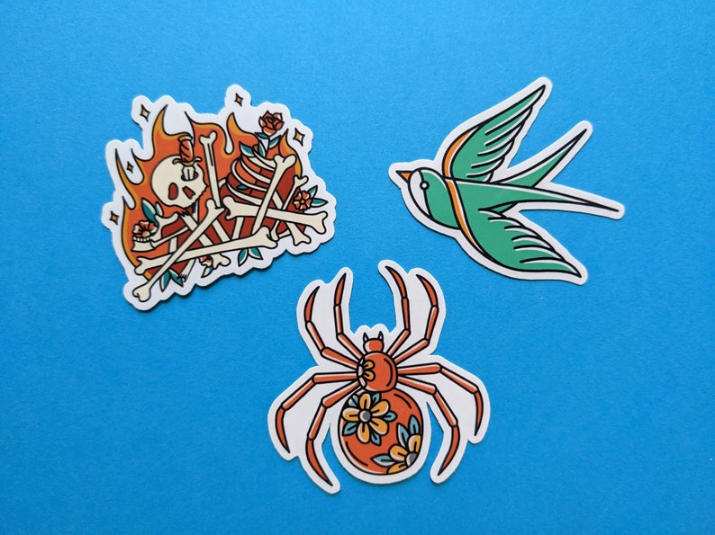 Tattoo Flash Sticker Pack 20 Tattoo Stickers Traditional - Etsy