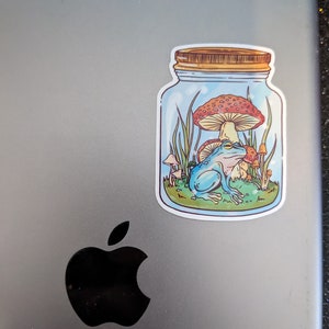 Cute Frog Sticker / Frog in a Jar - Vinyl Frog Lover Decal for Laptops ...