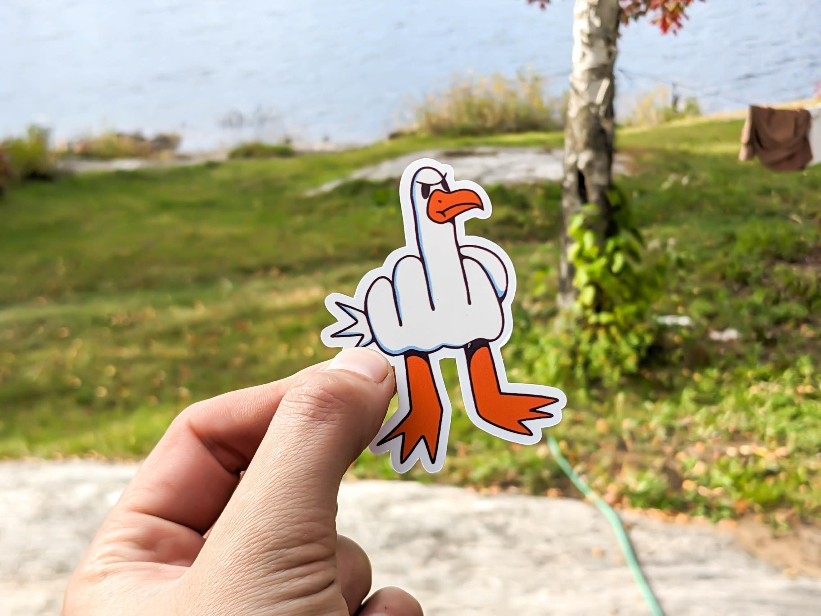 Middle Finger Steve Sticker - Funny Seagull Sticker, Vinyl Sticker ...