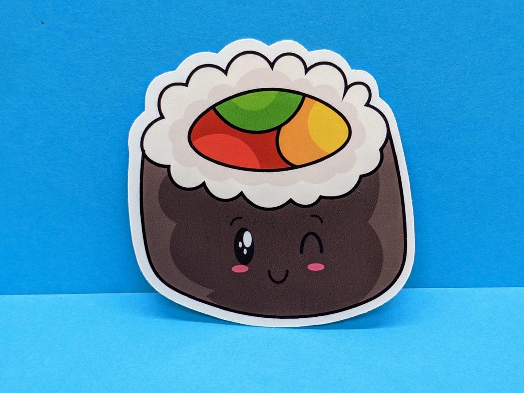 Kawaii Sushi Roll Sticker for Sushi Lovers - Cute Vinyl Waterproof ...
