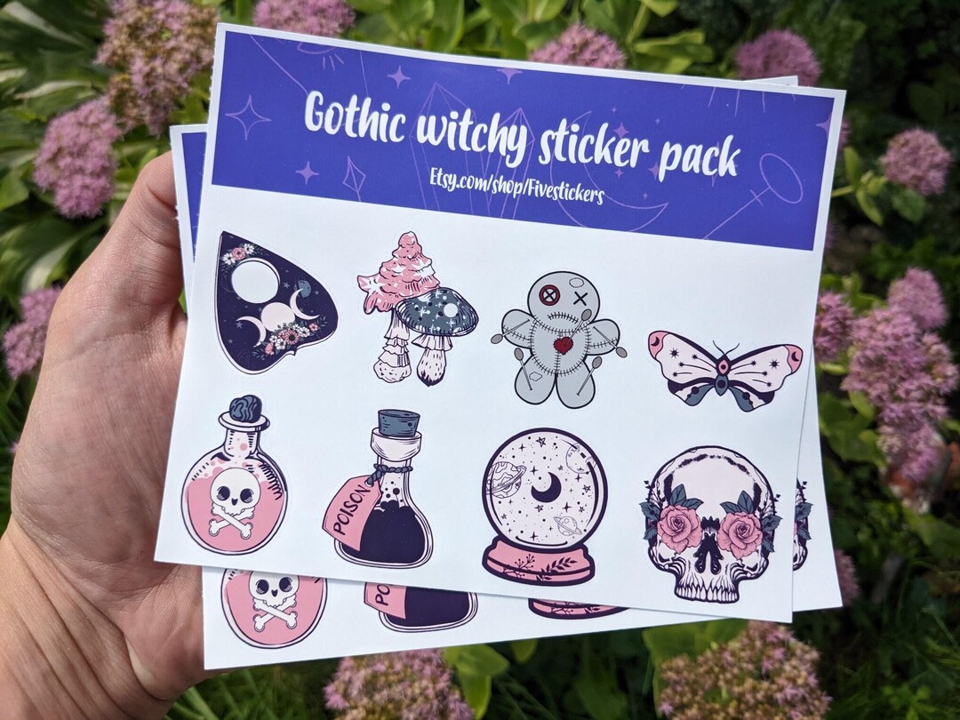 WITCH STICKER PACK 8 Gothic Halloween Stickers Gotchic Witchy Design - Etsy