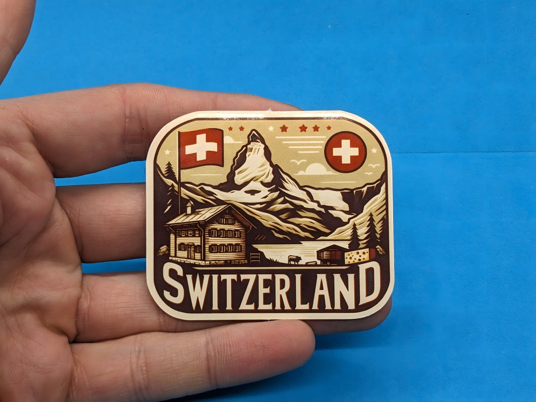 Switzerland Travel Sticker // Swiss Decal for Suitcase, Laptop, Car or ...