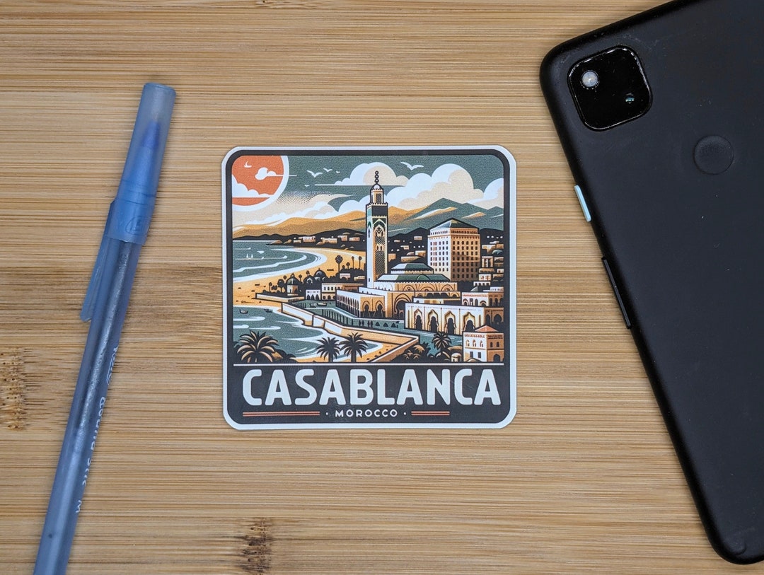 Casablanca Travel Sticker // Morocco Decal for Suitcase, Laptop, Car or ...
