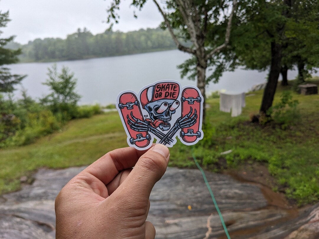 Skate or Die Skeleton Sticker Cool Skateboard Sticker - Etsy