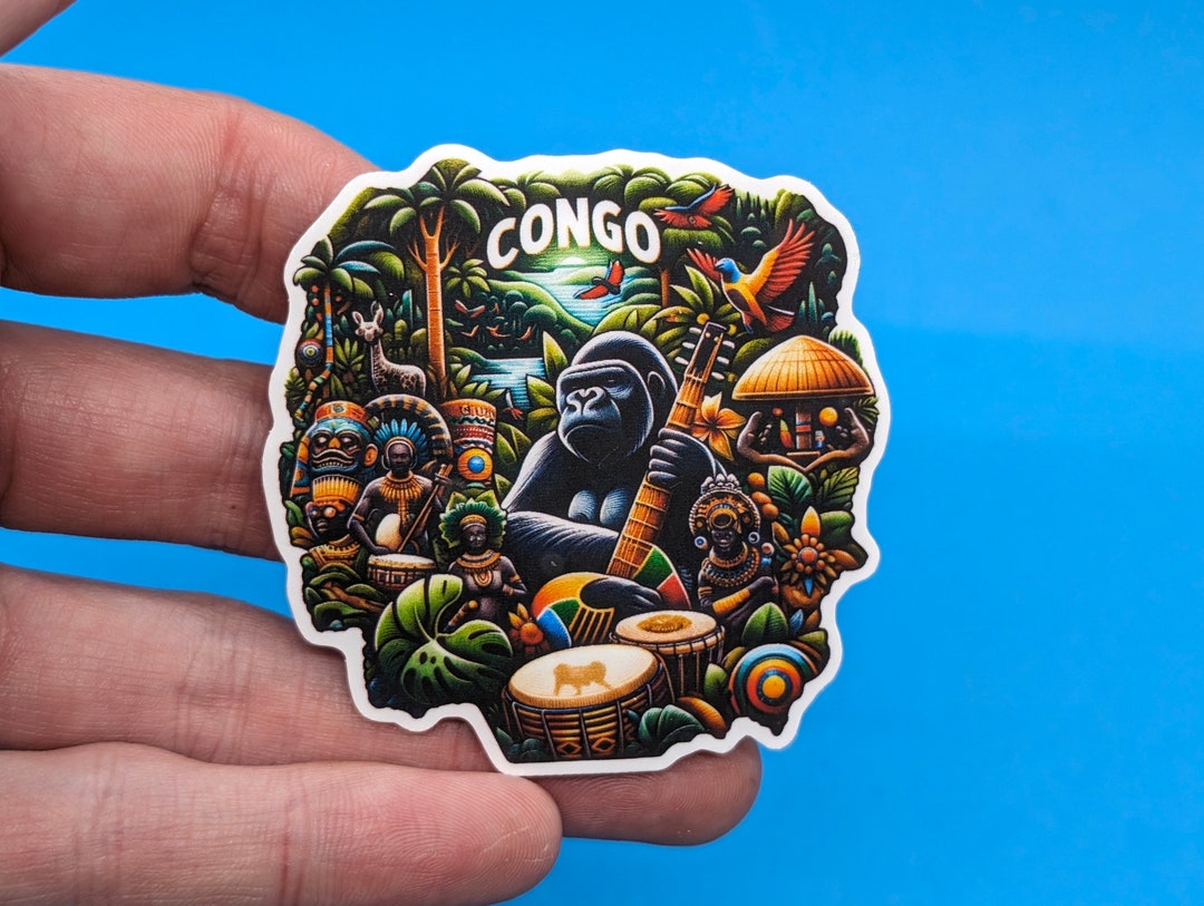 Congo Travel Sticker // Central Africa Decal for Suitcase, Laptop, Car ...