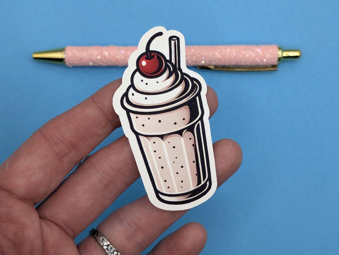 Retro Milkshake Sticker | Vintage Diner Vinyl Sticker for Laptop, Water ...