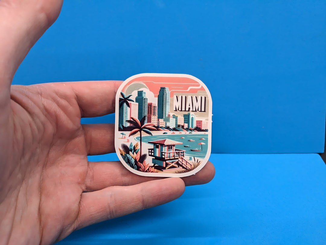 Miami Travel Sticker // Florida Decal for Suitcase, Laptop, Car or ...