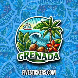 Grenada Travel Sticker // Caribbean Decal for Suitcase, Laptop, Car or ...