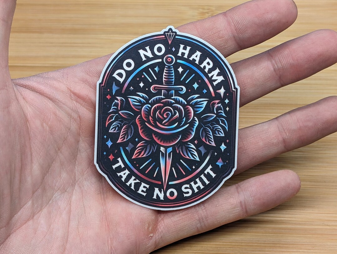 Do No Harm Take No Shit Sticker, Tattoo Aesthetic Sticker for Laptop ...