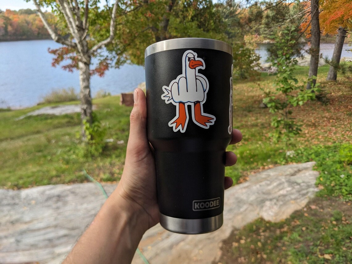 Middle Finger Steve Sticker - Funny Seagull Sticker, Vinyl Sticker ...
