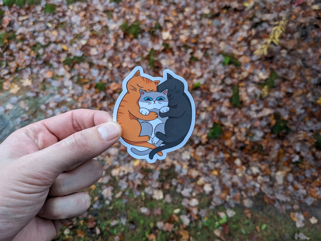 Snuggle Cats Sticker - Cute Vinyl Sticker for Laptops, Water Bottles ...