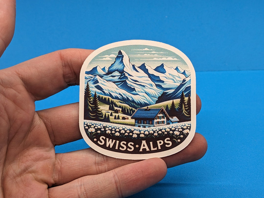 Swiss Alps Travel Sticker // Switzerland Decal for Suitcase, Laptop ...